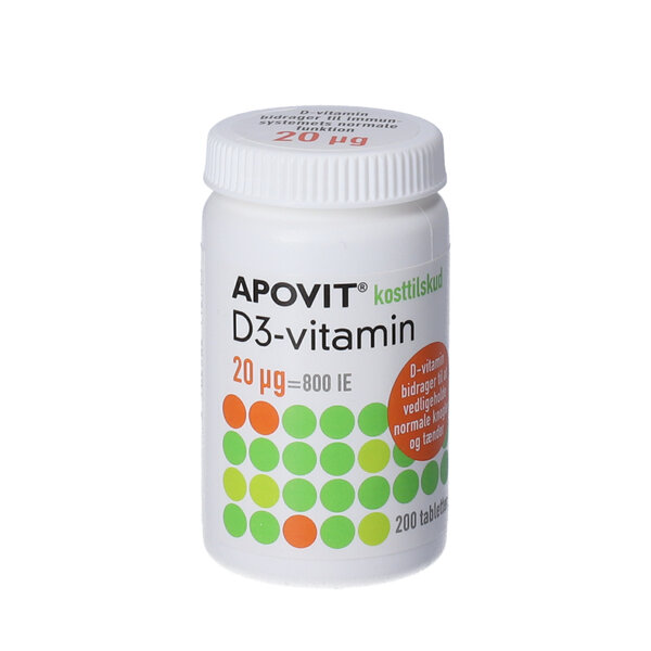 Apovit D3-vitamin (20 mikg) 200 stk. | Køb på DinApoteker.dk